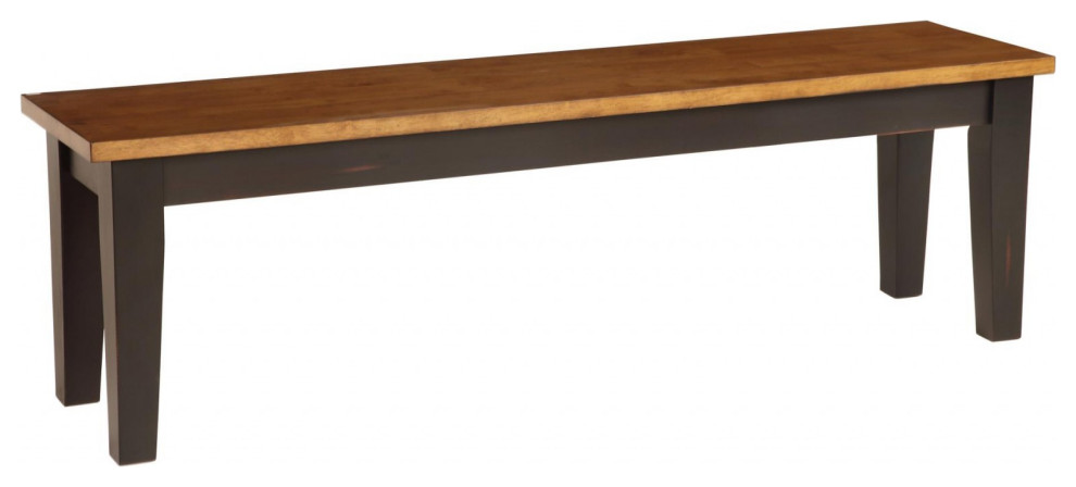 Two Tone Black and Harvest Hardwood Bench - Transitional - Accent And ...