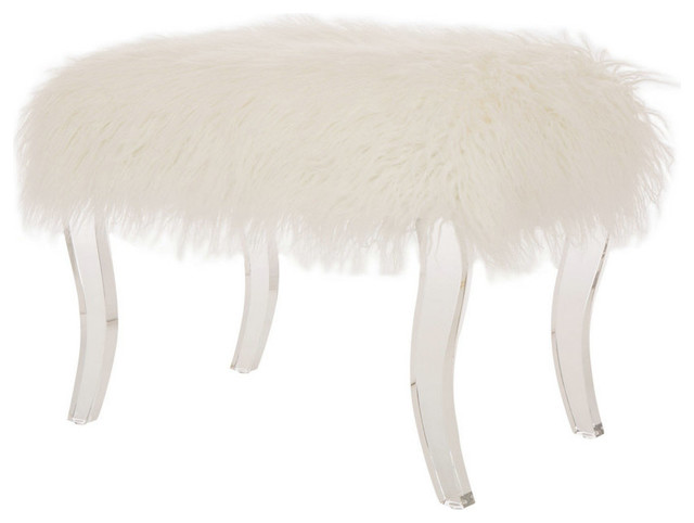 24.02"L Faux Fur Acrylic Bench - Contemporary - Upholstered Benches ...
