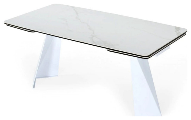Keagen Modern White Ceramic Dining Table - Contemporary - Dining Tables ...