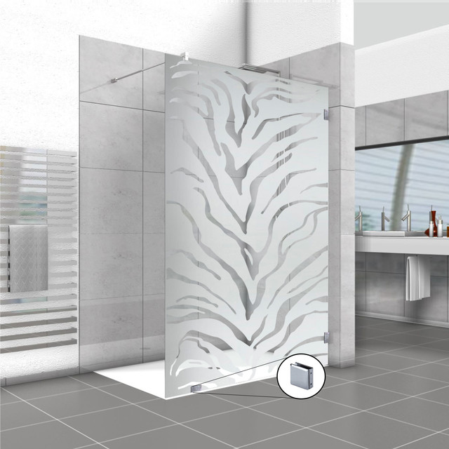 Fixed Shower Glass Screen with Frosted Design, 27-1/2" X 75 ...