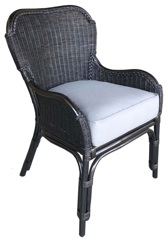 Padma Jordan Wing Ding Chair Wicker, Black - Tropical - Dining Chairs ...