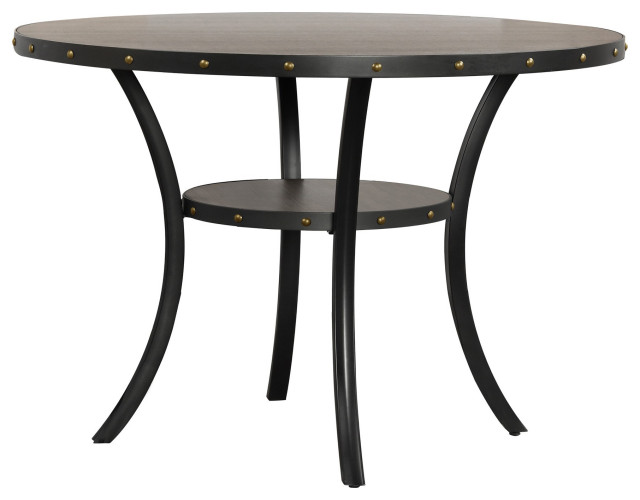 48" Round Wood Dining Table With Flared Legs, Gray - Transitional ...