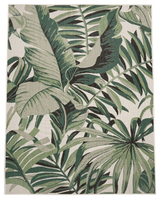 In- & Outdoor Rug With Palm Trees, Green, 3'11"x5'7" - Tropical ...