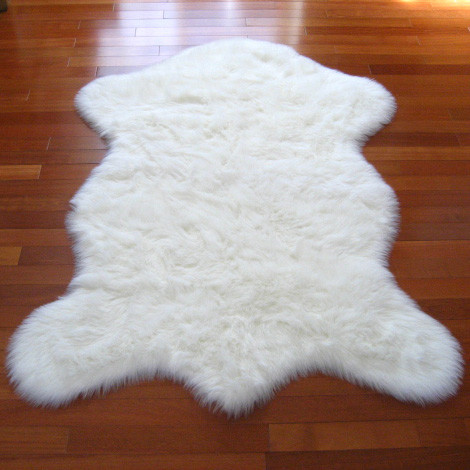 Snowy White Polar Bear Pelt, White Sheepskin Faux Fur Rug, 56"x79 ...