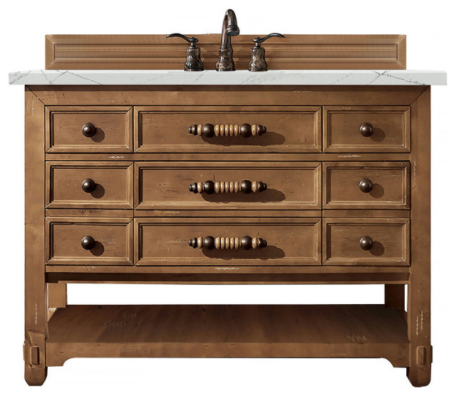 Malibu 48" Single Vanity, Honey Alder w/ 3 CM Ethereal Noctis Quartz ...