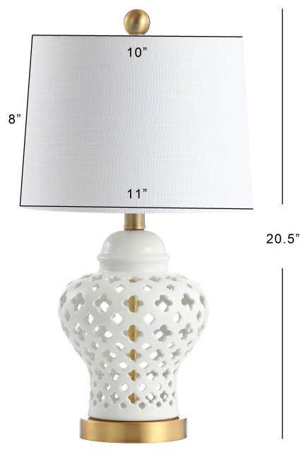 Quatrefoil Fretwork 20.5" Ginger Jar Ceramic and Metal LED Table Lamp ...