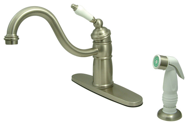 Victorian Single Handle Kitchen Faucet With Non-Metallic Sprayer ...