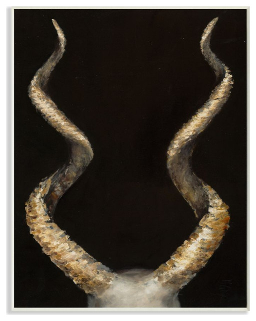 Goat Horns Shadow Black Gold Animal Painting, 13"x19" - Rustic - Prints ...