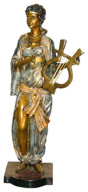 Greco Roman Female Musician Bronze Sculpture, Special Patina Finish ...