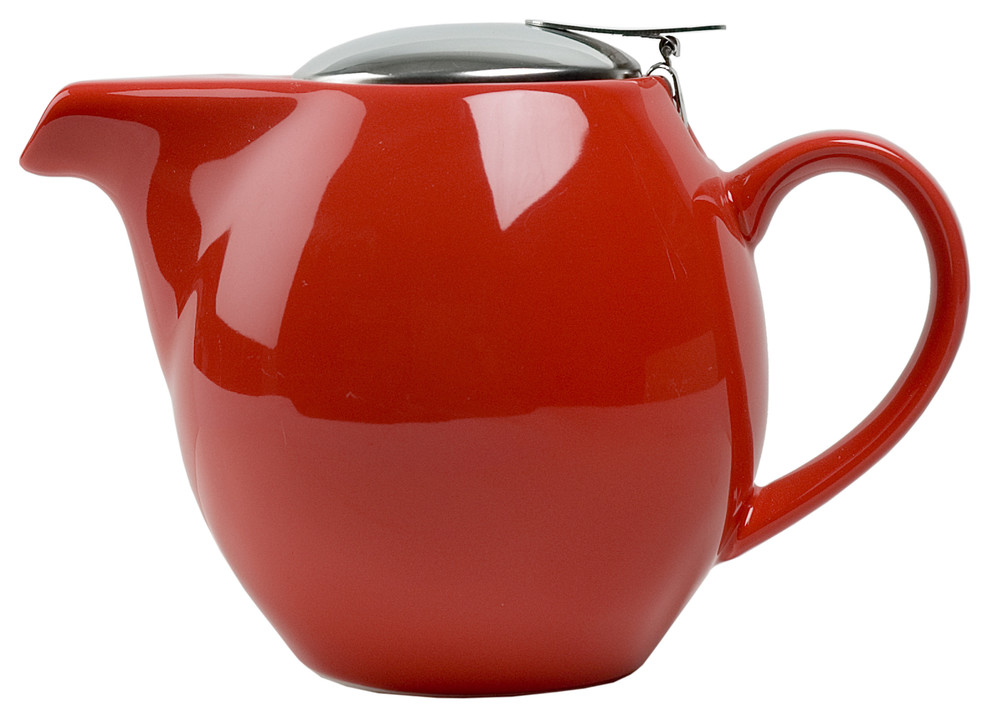 OmniWare Teaz Red Stoneware 24 Ounce Teapot with Stainless Steel ...