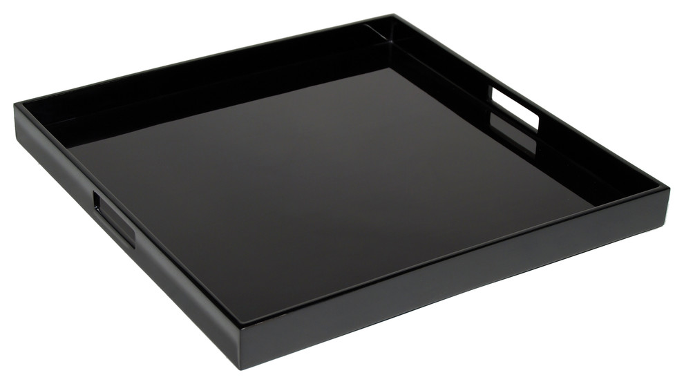 Lacquer Large Square Tray, Black - Contemporary - Serving Trays - by ...