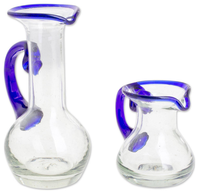 Novica Handmade Clear Seas Small Recycled Glass Pitchers (Pair ...
