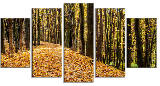 Dense Autumn Forest Woods, Multipanel Modern Forest Canvas Art, 60"x32 ...