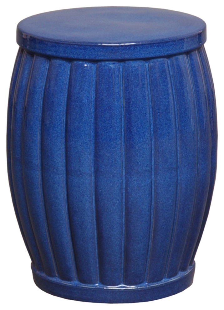 Blue Fluted Garden Stool - Contemporary - Accent And Garden Stools - by ...