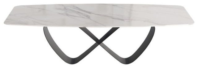 Modern White Dining Table for 10 With Carbon Steel Legs - Transitional ...