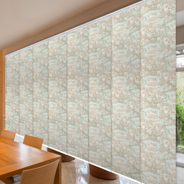 Florentina 8-Panel Track Extendable Vertical Blinds 130-175"W, 91.4" H ...