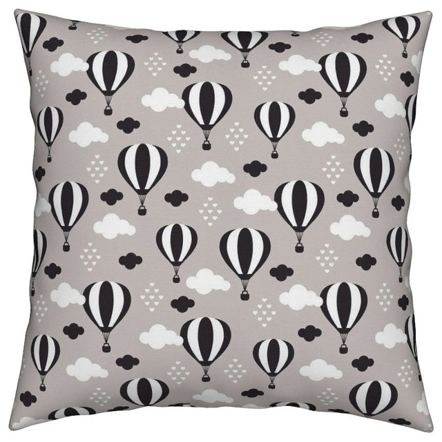 Clouds Hot Air Balloon Balloon Gender Neutral Throw Pillow
