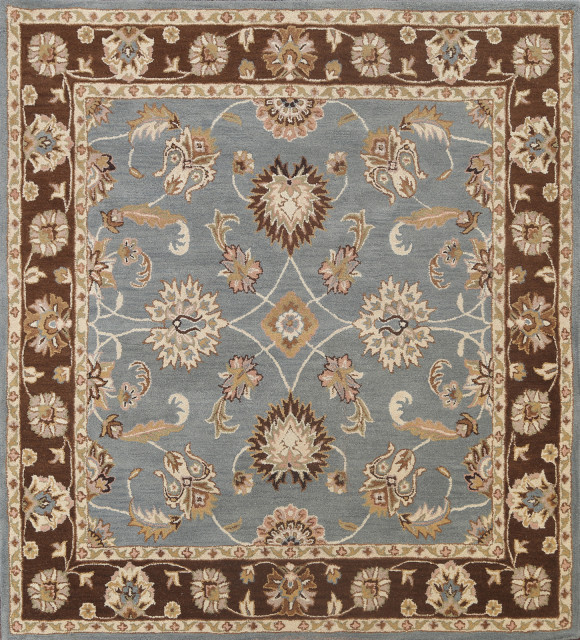 Floral Traditional Square Oriental Area Rug Hand-tufted Wool Carpet 7x7 ...