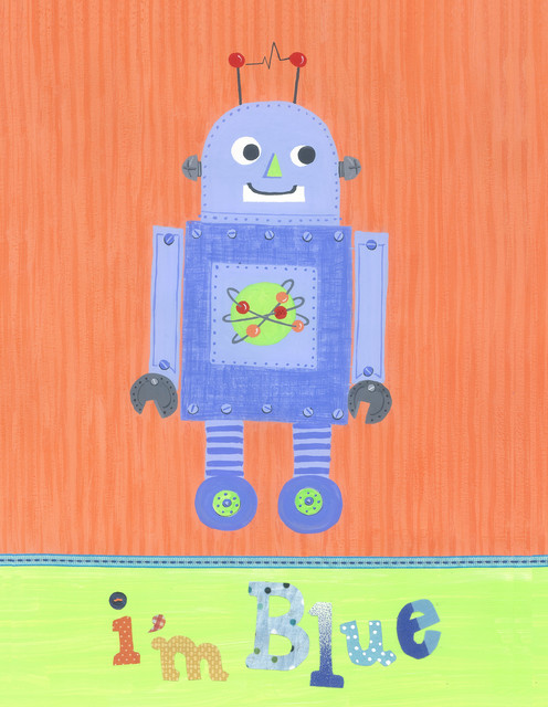 Blue Robot, "I'm Blue" Kids Art, 14"x18" - Modern - Kids Wall Decor ...