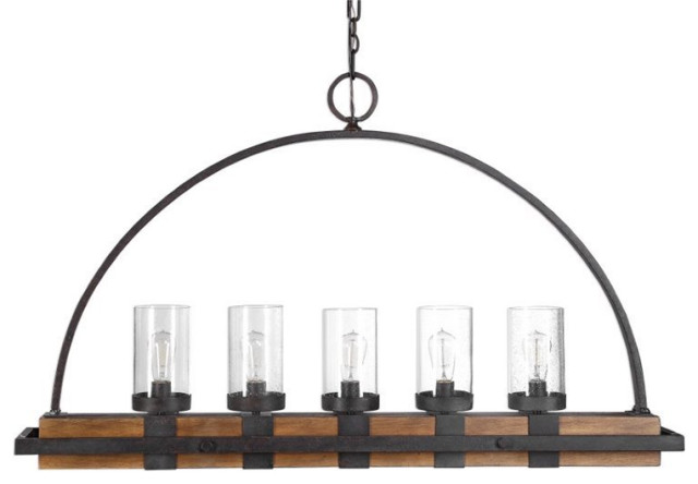 Bowery Hill 5 Light Rustic Linear Chandelier in Weathered Bronze ...