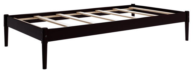 Boho Rustic Platform Bed, Pine Wood Frame & Sturdy Slat Support ...