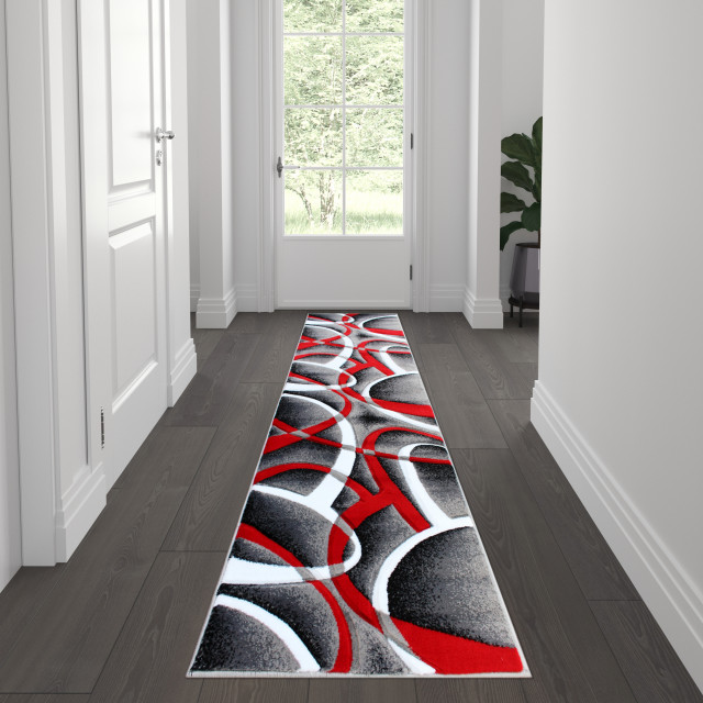 Athens Collection Runner 2' x 7' Abstract Area Rug - Contemporary ...