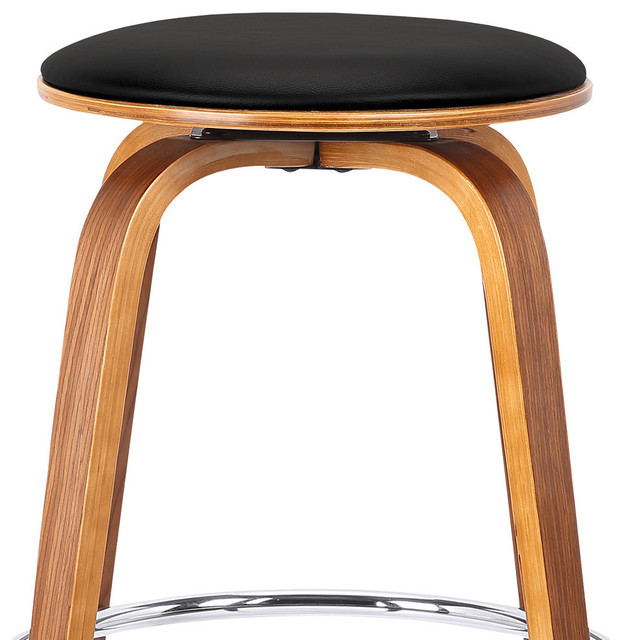 Brussel Mid-Century Swivel Walnut Wood Barstool - Midcentury - Bar ...