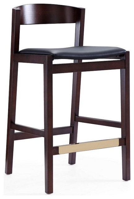 Klismos Counter Stool, Black and Dark Walnut - Transitional - Bar ...