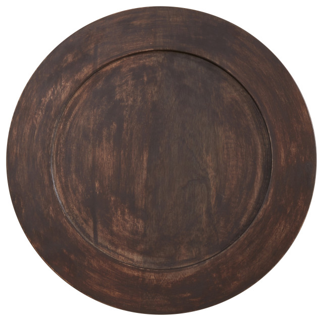 Round Table Chargers With Dark Wood Design, Set of 4 - Rustic - Charger ...