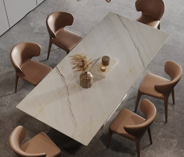 White Marble Dining Table, Small - Contemporary - Dining Tables - by ...