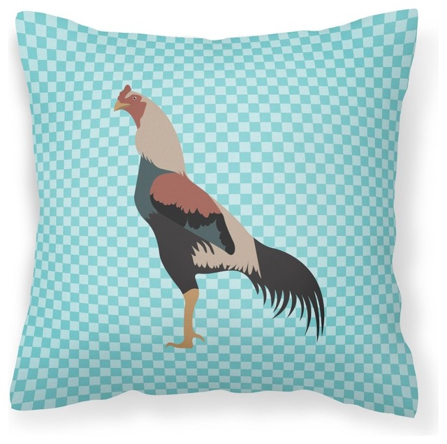 Kulang Chicken Blue Check Fabric Decorative Pillow - Farmhouse ...