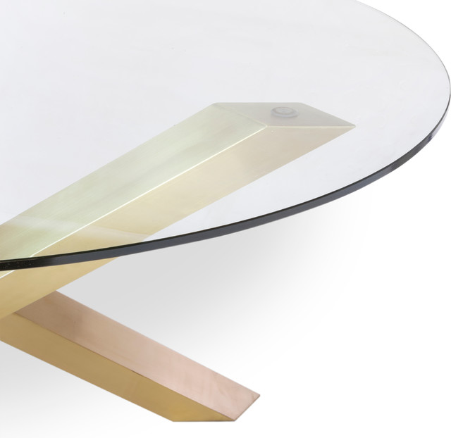 Couture Brushed Gold Dining Table With Glass Top - Contemporary ...