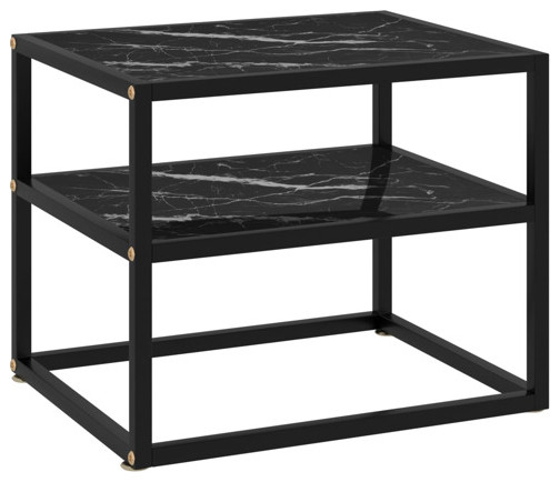vidaXL Console Table Entryway Side End Table with Steel Black Tempered ...