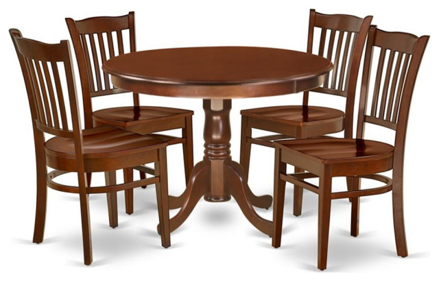Atlin Designs 5-piece Wood Dining Table and Chair Set in Mahogany ...