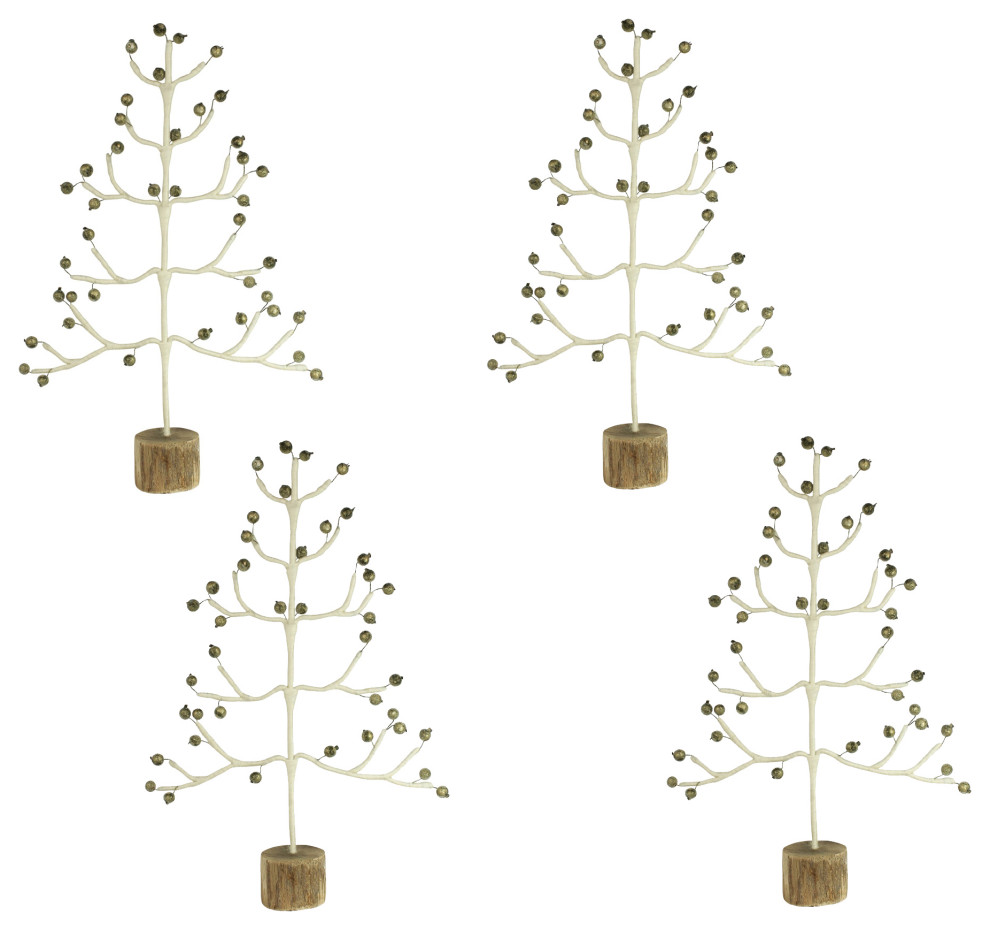 Benzara BM242870 18" Tree Accent Decor, Wood Block Base, Golden Berries ...