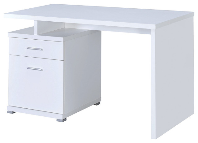 2-Drawer Office Desk With Cabinet, White - Contemporary - Desks And ...