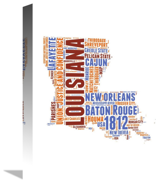 "Louisiana Word Cloud Map" Fine Art Print, 12" x 16" - Modern - Prints ...