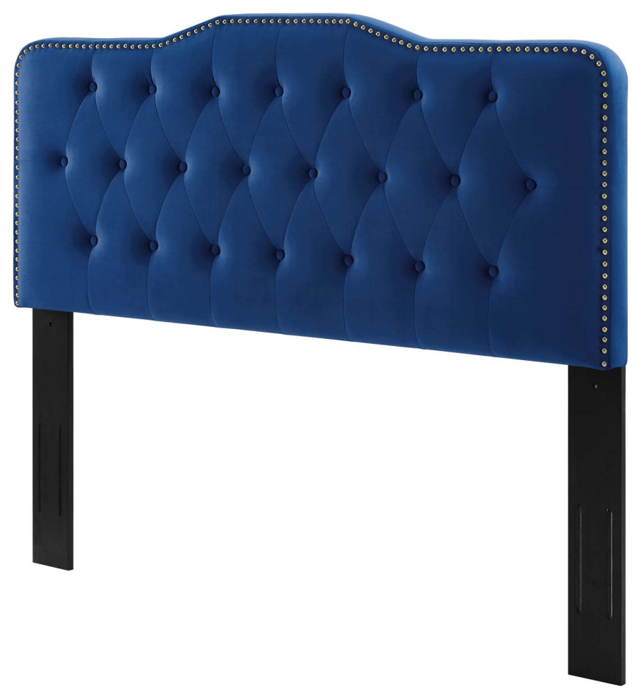 Tufted Headboard, King Size, Velvet, Dark Gray, Modern Contemporary ...