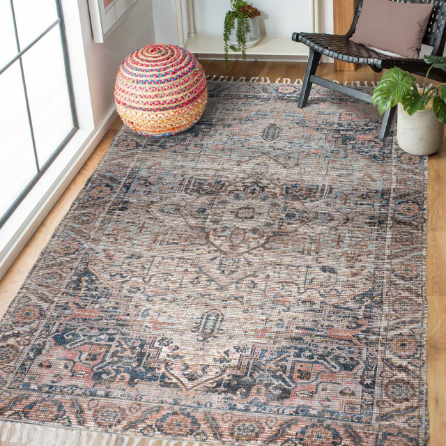 Prairie Roeland Blue/Pink Jute/Polyester Flatweave Area Rug, 8'x10', 8 ...