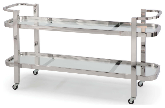 Carter Bar Cart, Polished Stainless Steel - Contemporary - Bar Carts ...
