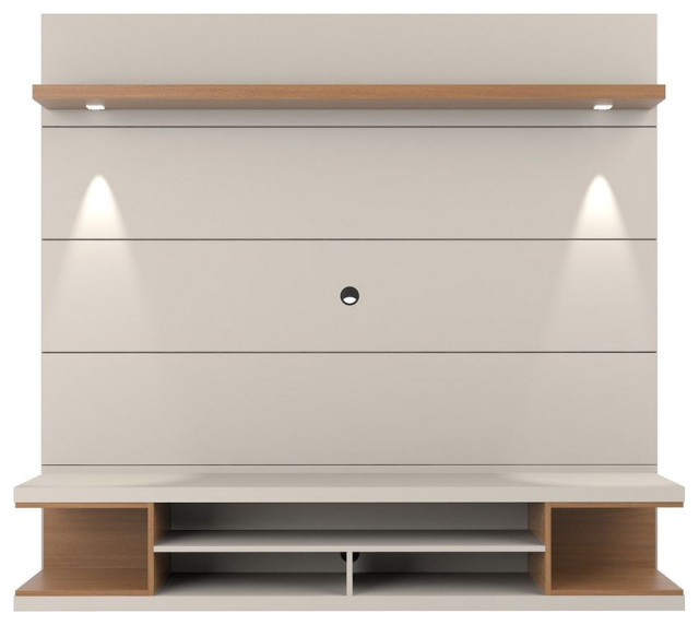 Utopia Floating Theater Entertainment Center, Off White and Maple Cream ...