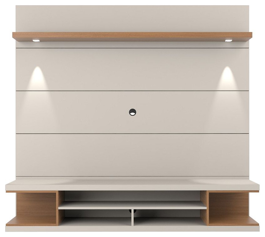 Utopia Floating Theater Entertainment Center, Off White and Maple Cream ...