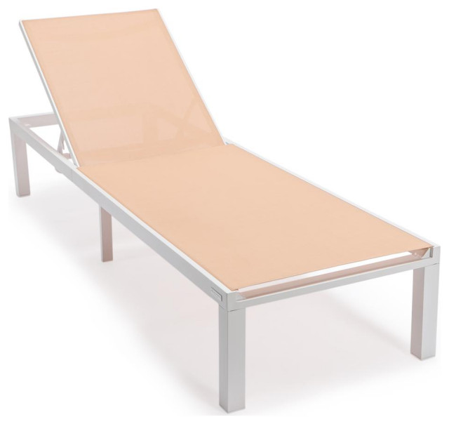 White Aluminum Outdoor Patio Chaise Lounge Chair - Transitional ...