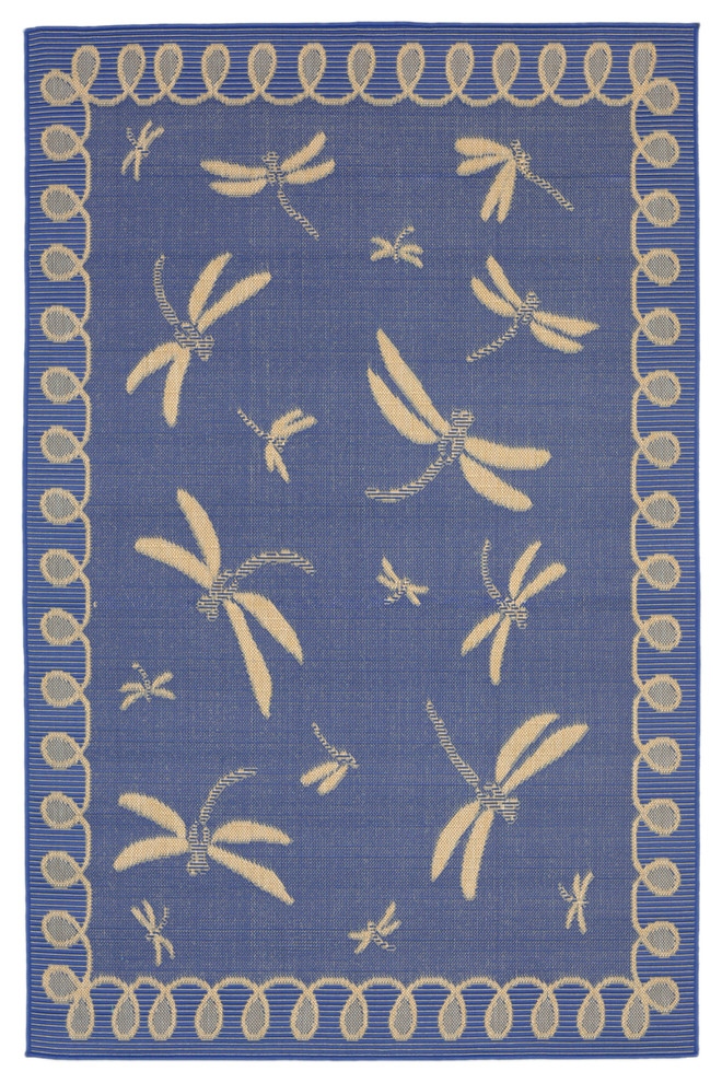 Liora Manne Terrace Dragonfly Indoor/Outdoor Rug Marine, 7'10" Round ...