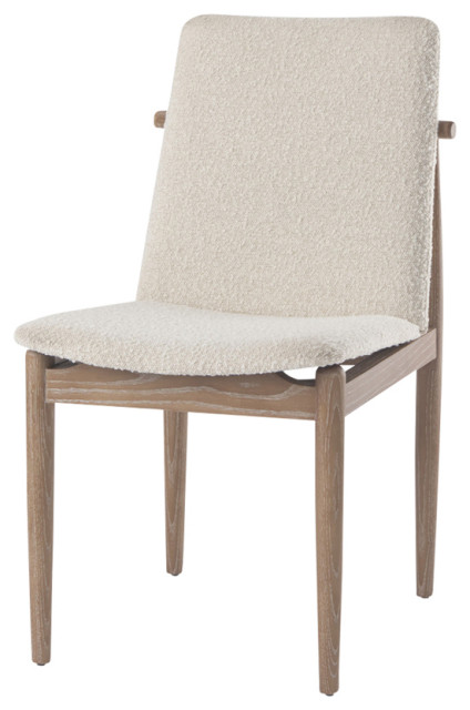 Cavett Cream Boucle Fabric With Medium Brown Wood Frame Dining Chair ...