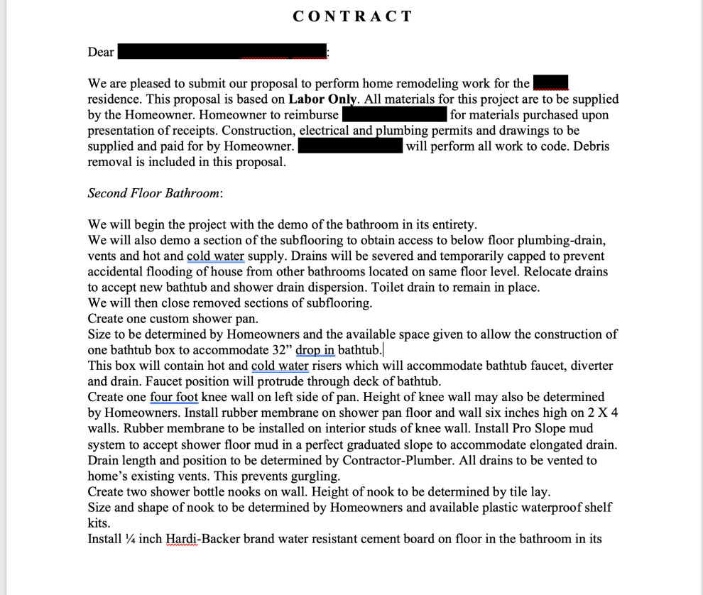 Primary Bathroom Renovation Quote