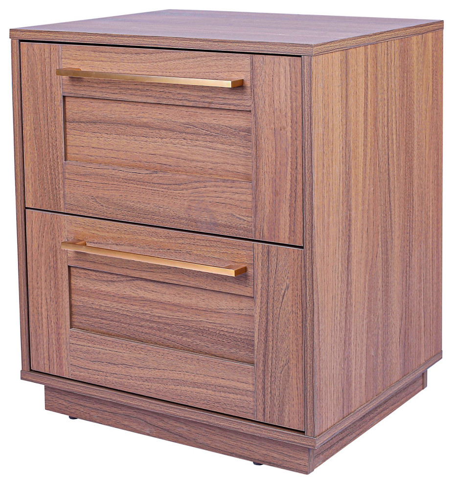 Modern End Table, Framed Full Extension Drawers & Gold Metal Pulls ...