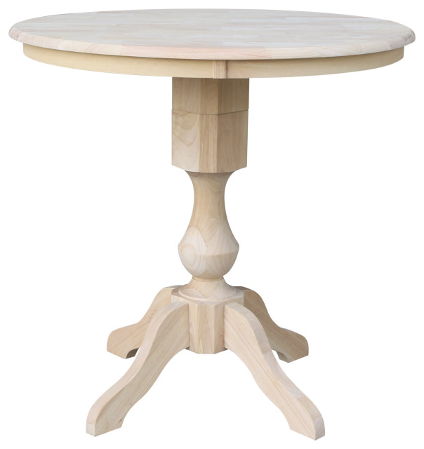 Round Top Pedestal Table, 36 Inch Round - Traditional - Indoor Pub And ...