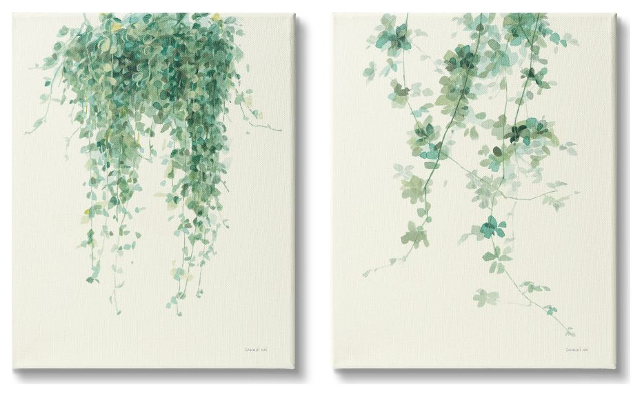 Falling Ivy Vines Nature Minimal Green Watercolor, 2-Piece, 16x20, 24 x ...