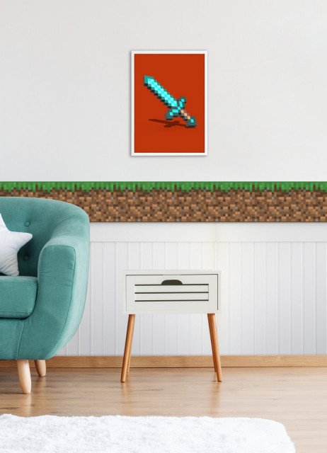 Minecraft Iconic Grass Peel & Stick Wallpaper Border - Contemporary ...